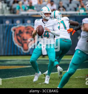 Miami Dolphins quarterback Quinn Ewers (14) looks to throw against the Miami Dolphins during an ...