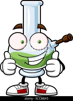 Mascot of Marijuana Cartoon With Bong Glass Smoke. Vector Clip Art ...