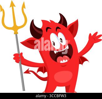 Wicked devil cartoon character on white background illustration Stock ...