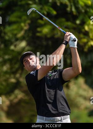 Viktor Hovland of Norway tees off on the 14th hole during the first ...