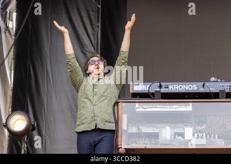 Mark Shusterman of Nathaniel Rateliff & the Night Sweats reacts during ...