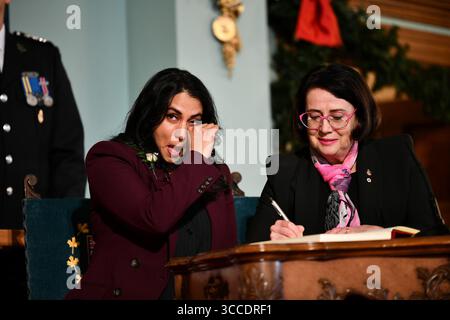 B.C. Attorney General Niki Sharma speaks to media prior to the First ...