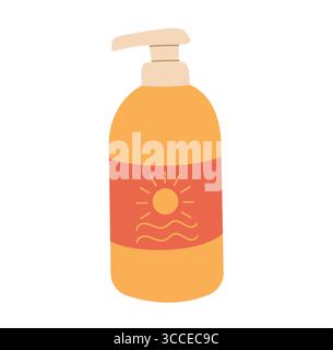 Sunscreen bottle cream icon. Flat illustration of sunscreen bottle ...