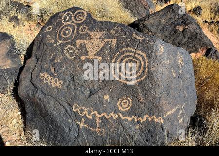Ancient Rock Art Symbols Carved into Sandstone Near St. George, Utah ...