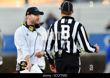 Delaware head coach Ryan Carty looks on during the first half of an ...