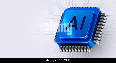 Artificial intelligence AI processor chip Icon Logo with circuit board ...