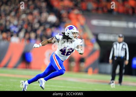 Buffalo Bills linebacker Dorian Williams (42) defends during an NFL ...