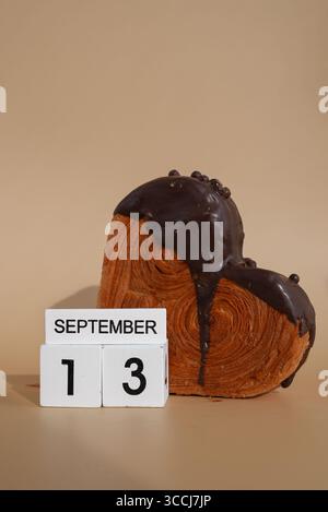 Calendar date 13 September International chocolate day greeting card ...