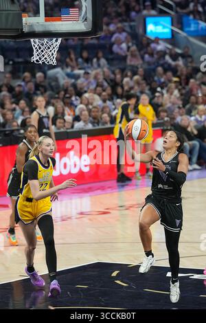 Golden State Valkyries guard Veronica Burton (22) comes off her feet as ...