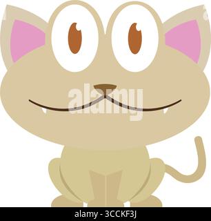 Vector Beige Cat in Cartoon Style. Funny Illustration of Sitting Beige ...