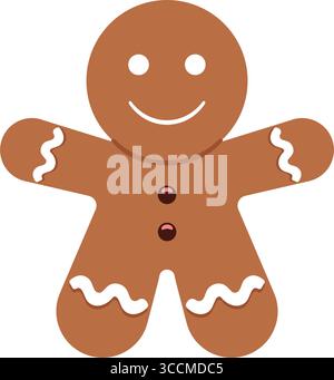 A brown gingerbread man with a smile on his face Stock Vector Image ...