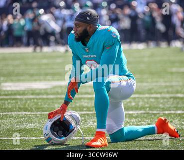 Miami Dolphins cornerback Noah Igbinoghene (9)warm up during an NFL ...