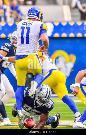 Los Angeles Rams punter Riley Dixon (11) punts before an NFL football ...