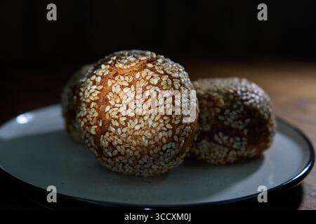 Traditional Beijing sesame Shaobing (Baked cake in griddle Stock Photo ...