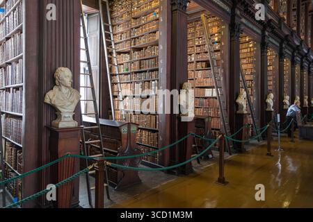 Busts in the Long Room, the old library of Trinity College, University ...