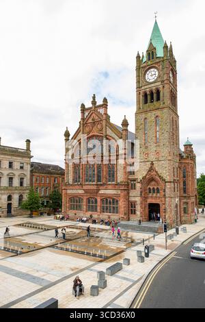 Guildhall an ornate, neo-Gothic town hall with Clock tower, Derry ...
