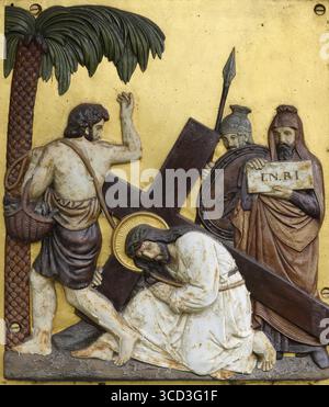 3rd Stations of the Cross, Jesus falls the first time Stock Photo - Alamy