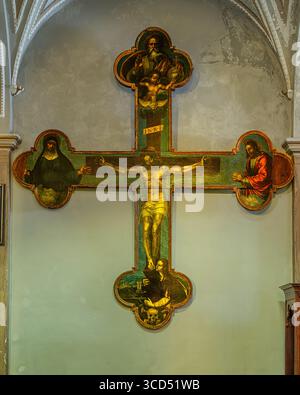 medieval wooden crucifix with the suffering Christ in Kirke Hyllinge ...