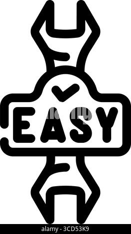 Easy Installation icon Black line art vector in black and white outline ...