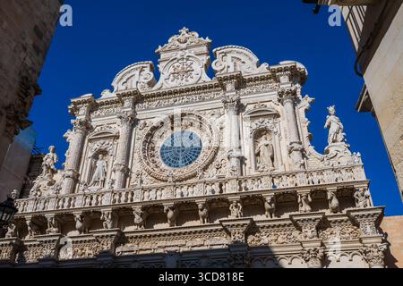 Details of the facade of the Basilica of Santa Croce, in Lecce, Salento ...