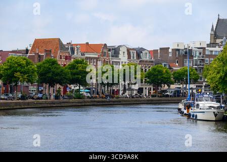 Old town of Haarlem with charming canals and colorful historic houses ...