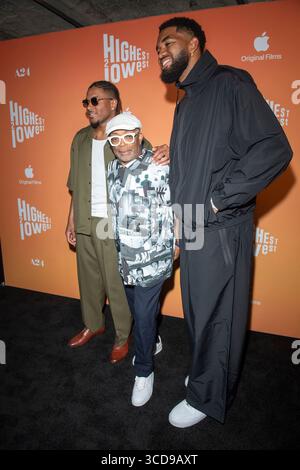 (L-R) Miles "Duece" McBride, Spike Lee and Karl-Anthony Towns attend ...