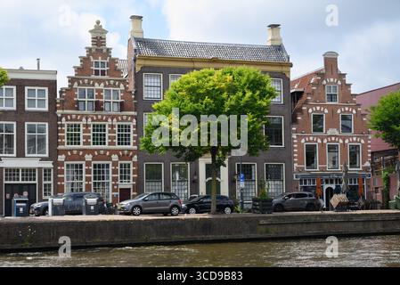 Old town of Haarlem with charming canals and colorful historic houses ...