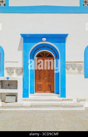 Megali Panagia church facade, Chorio, Symi Island, Dodecanese Islands ...