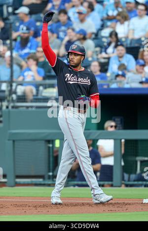 Washington Nationals' James Wood, left, celebrates with Robert Hassell ...