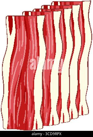 Digital illustration of stylized bacon strips and rolled slices on a ...