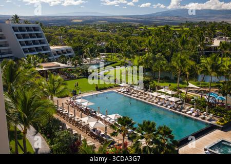 Aerial view of the swimming pool at the Mauna Lani, Auberge Resorts ...