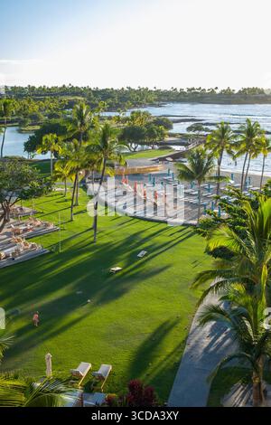 Aerial view of the swimming pool at the Mauna Lani, Auberge Resorts ...