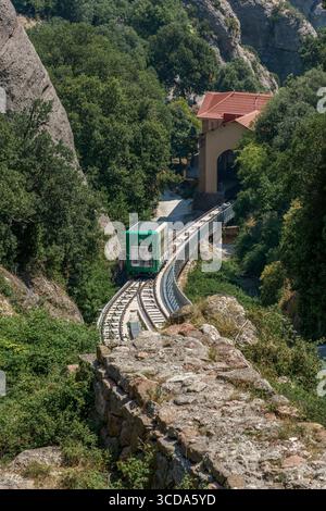 Santa Cova Funicular Railway Descending Through Montserrat Rock ...