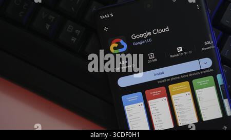The Google Cloud app is displayed on a smartphone. Berlin, April 25 ...