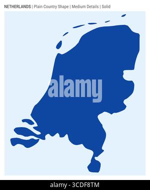 Netherlands plain country map. Medium details. Outline style. Shape of ...