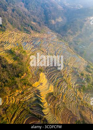 Terraced Hani Rice Fields Scenery in Spring Water Season in South China ...