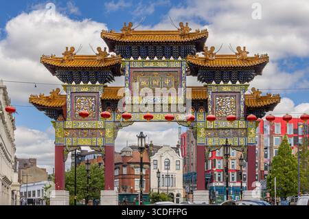 famous gate to chinatown in Liverpool Stock Photo - Alamy