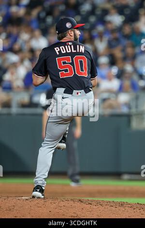 Washington Nationals pitcher PJ Poulin (50) tags Miami Marlins' Agustín ...