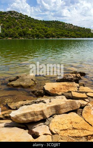 Telascica nature park and green Mir lake on Dugi Otok island aerial ...