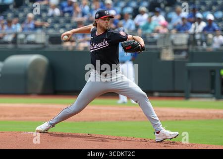 Washington Nationals starting pitcher Jake Irvin throws during the ...