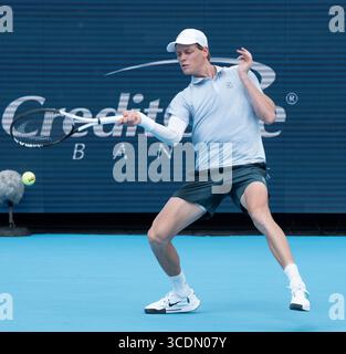 MASON, OHIO - AUGUST 13: Adrian Mannarino of France serves against ...