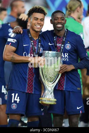 Desire Doue of Paris Football Club celebrates after scoring the goal ...