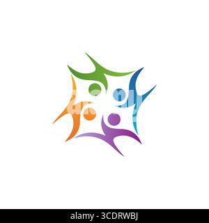 abstract kids playing logo icon flat concept vector graphic design ...
