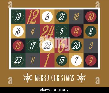 colorful advent calendar 24 christmas boxes vector illustration Stock ...