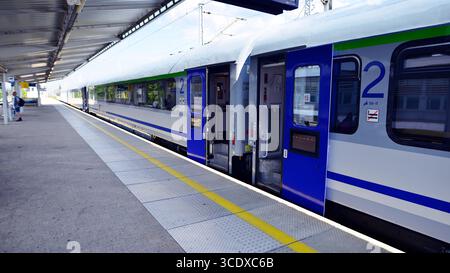 Warsaw, Poland. 15 July 2025. The intercity train stands at the railway ...