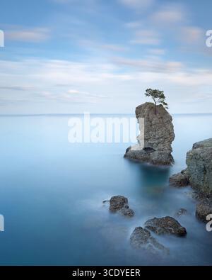 Long exposure seascape of Mediterranean Sea, at sunset Stock Photo - Alamy