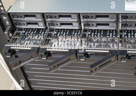 Hard disk trays in a Synology RackStation RS3617xs+ network attached ...