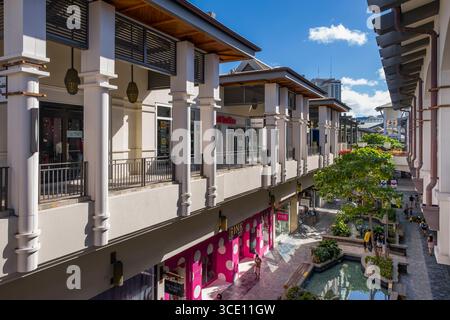 Pedestrian promenade with shops on both sides at the Ala Moana Center ...