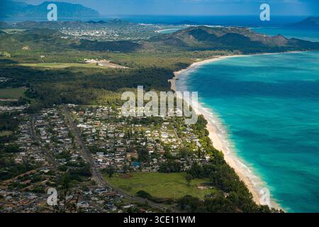 Hawaii, Oahu. Aerial View Of Kalanianaole Highway Near Palea Point ...