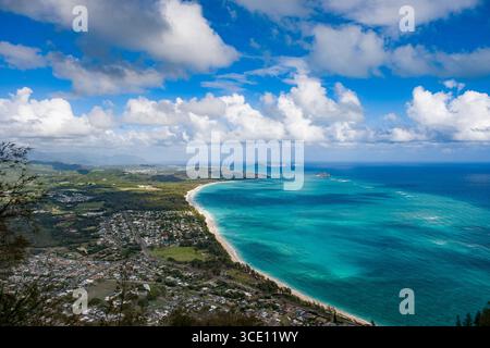 Hawaii, Oahu. Aerial View Of Kalanianaole Highway Near Palea Point ...